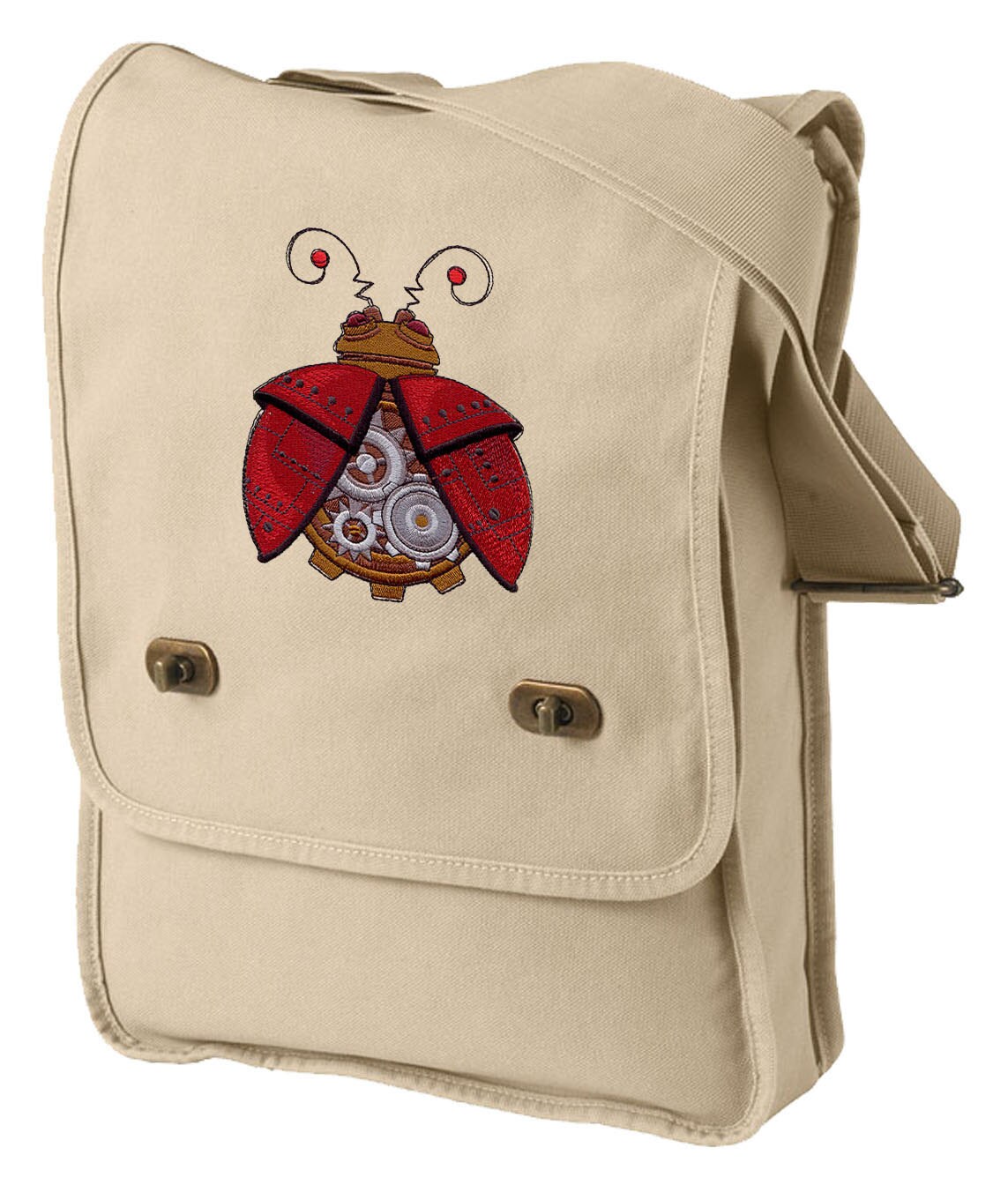 Steampunk Ladybug Embroidered Canvas Field Bag | Etsy