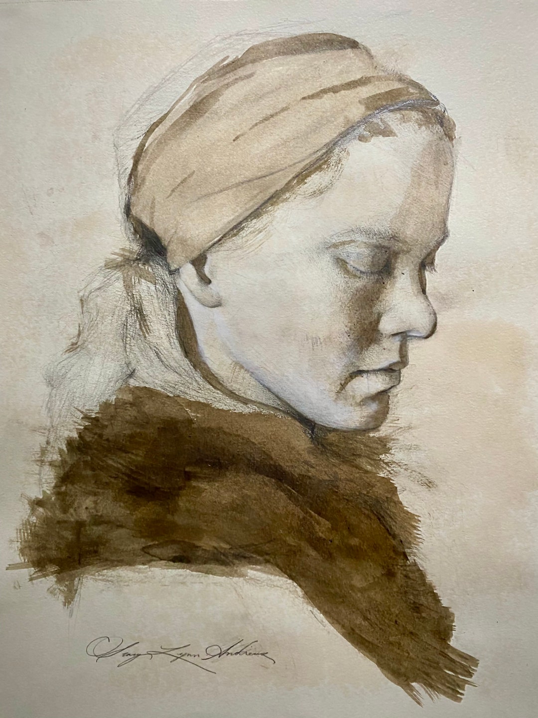 Gentle Soul Original Drawing Portrait Pencil and Ink - Etsy UK