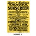Sunscreen Lyric A3 Screenprint, Baz Luhrmann Lyrics Print, Sunscreen ...