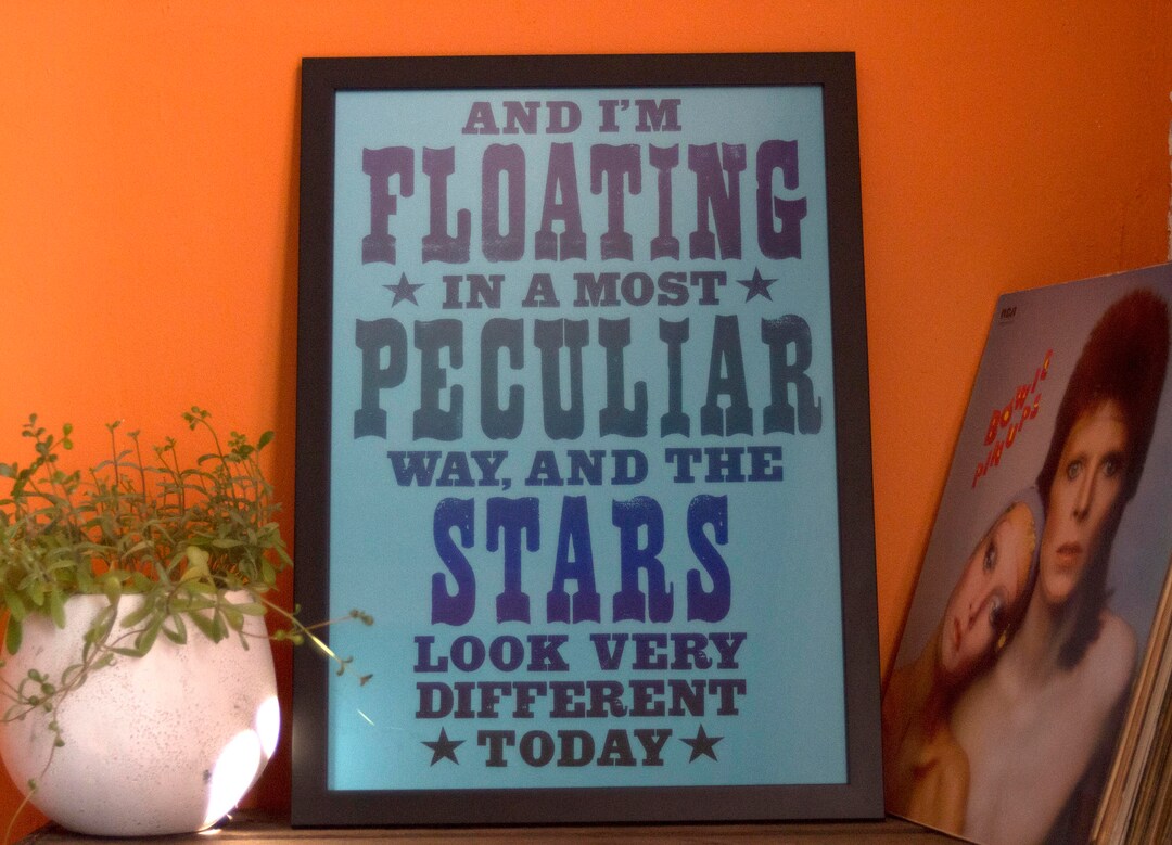 David Bowie: Space Oddity Lyrics Print, and I'm Floating in a Most ...