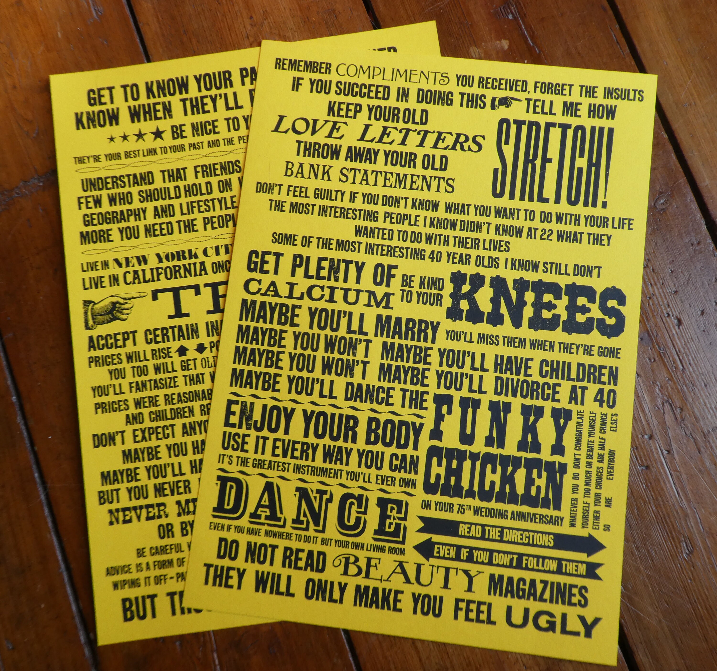 Sunscreen Lyric Screenprint Baz Luhrmann Lyrics Print - Etsy UK