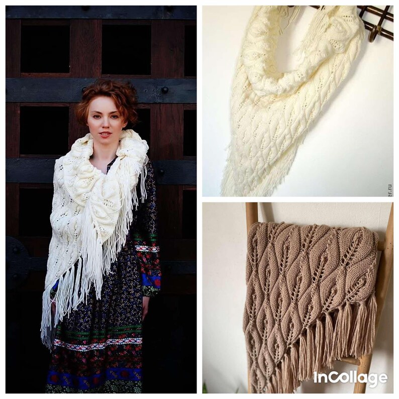 Boho Shawl Hand Knit Shawlknitting Shawl Triangular Shawl Warm Winter ...