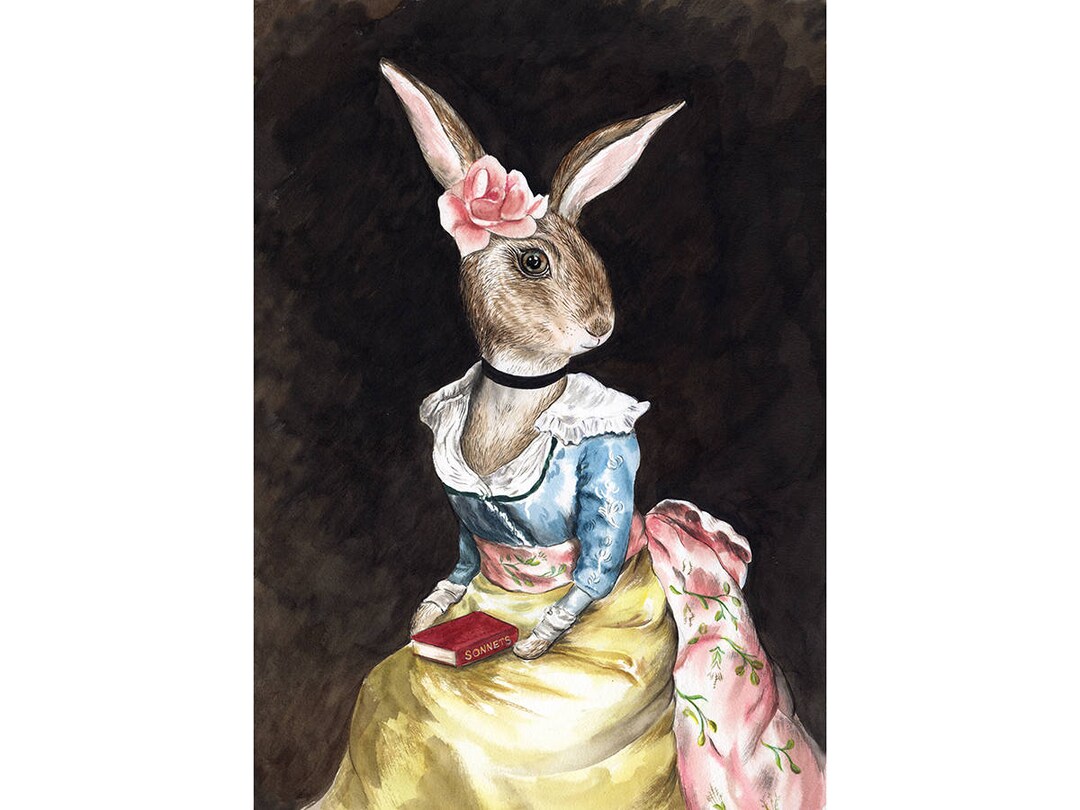 Art Print 'lady Viola, a Rabbit of Elegance'- Wall Decor - Etsy