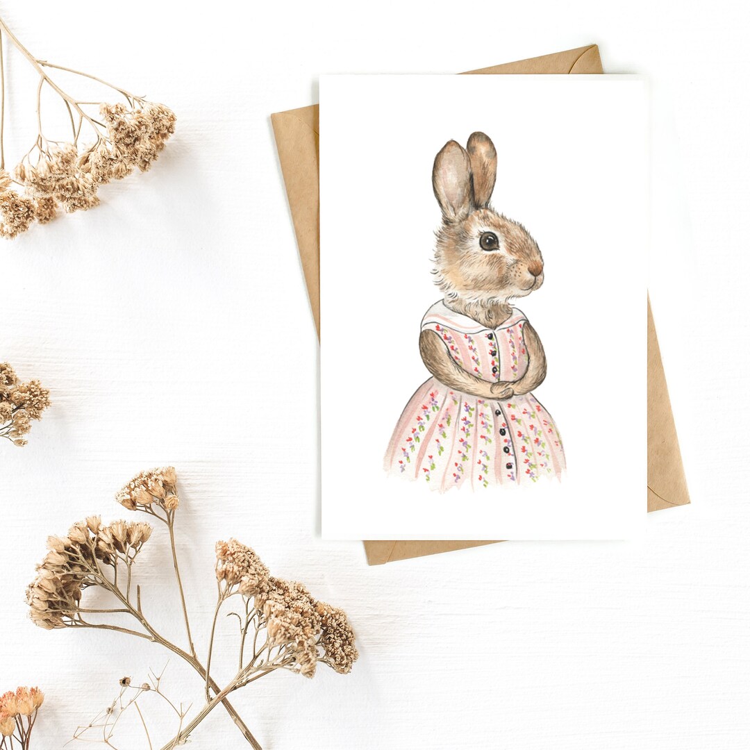 Greeting Card X 2 'cecily Rabbit' - Etsy