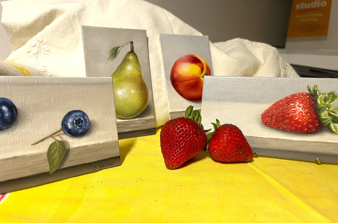 FOUR FRUIT GROUP Study Old World French Style, 3 X 5 Acrylic Still ...