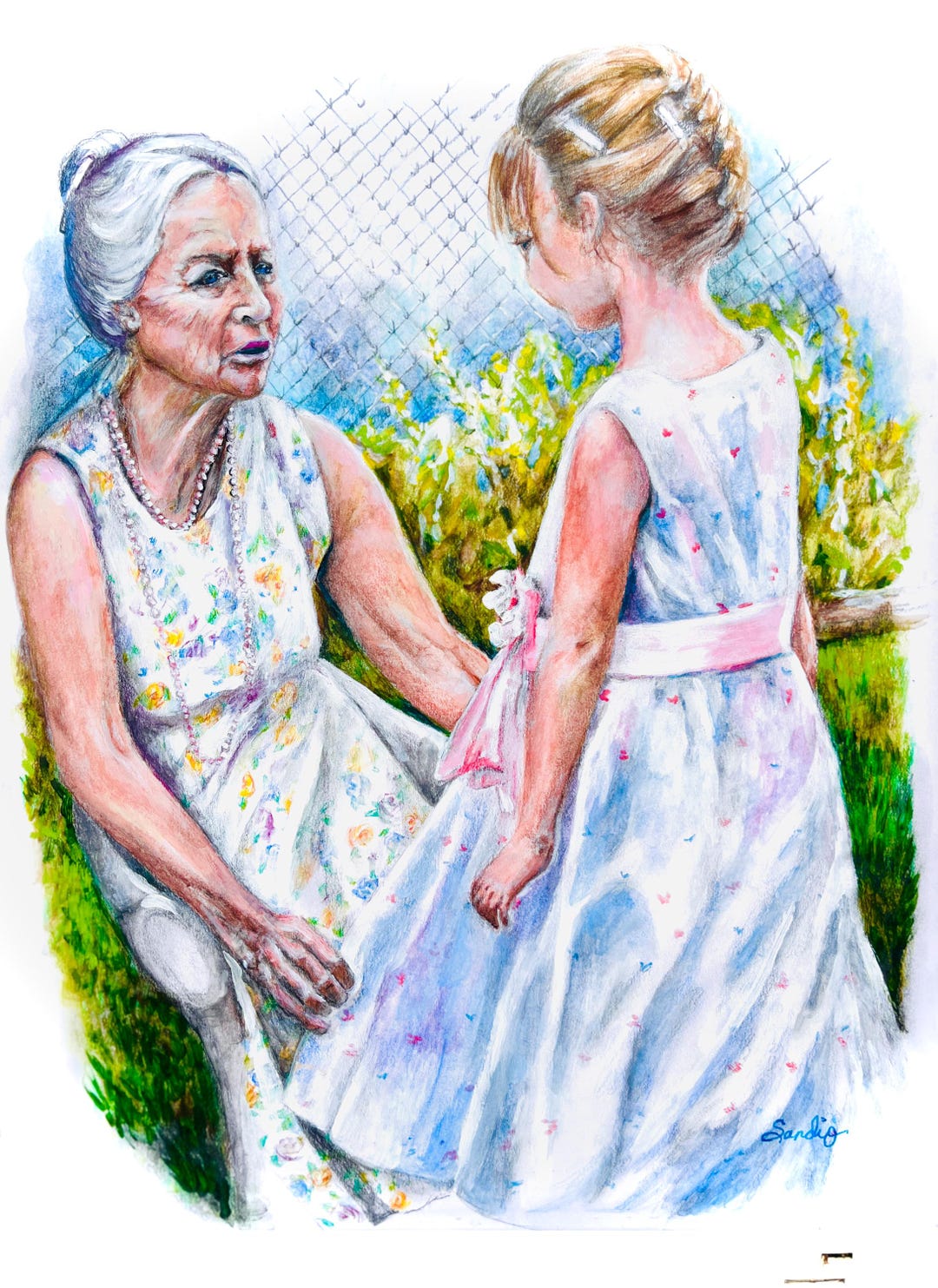 GRANDMA PORTRAIT PRINT- Giclee' Fine Art Canvas Paper, Print of Multi ...