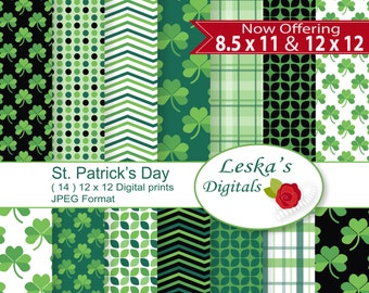 St. Patrick's Day Shamrock Digital Paper Scrapbook - Etsy