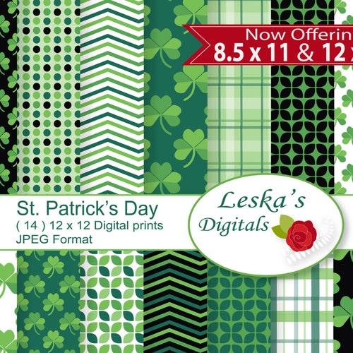 St Patricks Day Digital Paper Irish Digital Paper Printable - Etsy