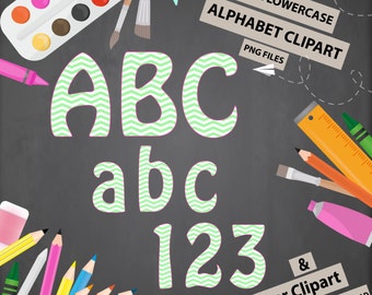 Green Chevron Digital Alphabet letters Instant Download | Etsy