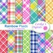 Digital Scrapbooking Plaids Colorful Bright Plaid Digital | Etsy