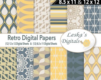 Retro Digital Paper 1950's mid century modern 50s | Etsy