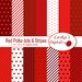 Red Digital Paper Red Polka Dots & Stripes Scrapbook Paper | Etsy