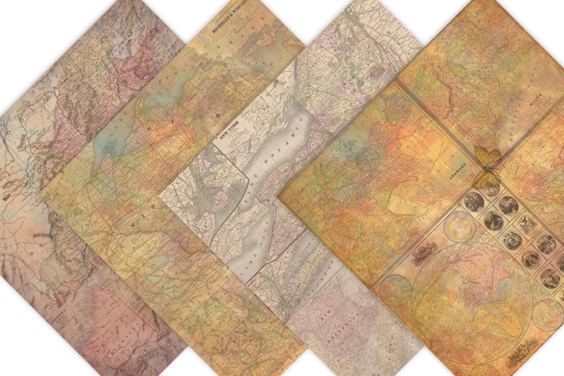 MAP DIGITAL PAPER Vintage maps Antique maps Map Collage | Etsy