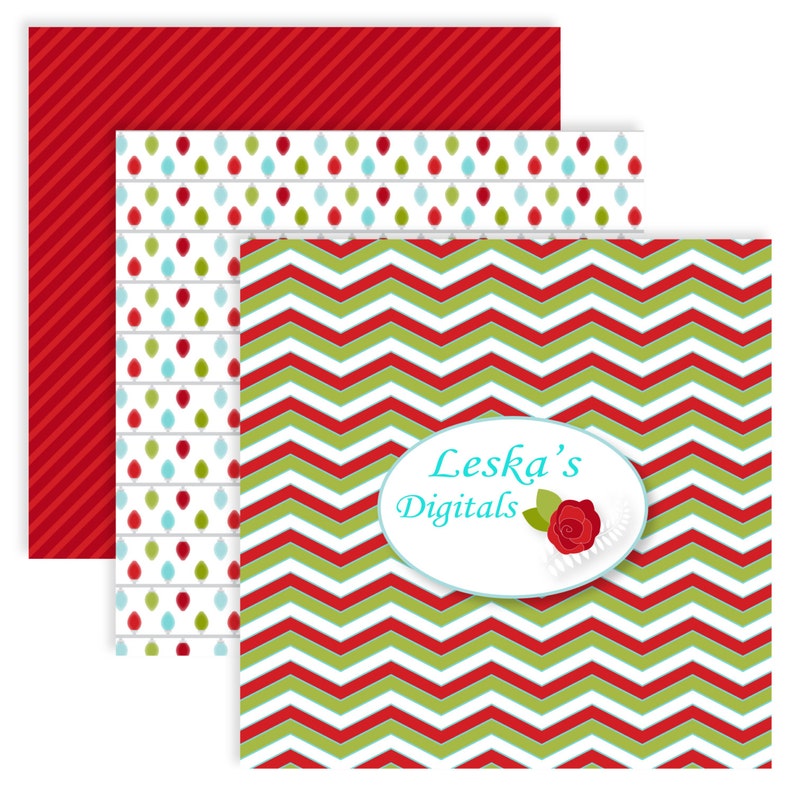 Holiday Digital Paper Christmas Scrapbook Paper Red Green - Etsy