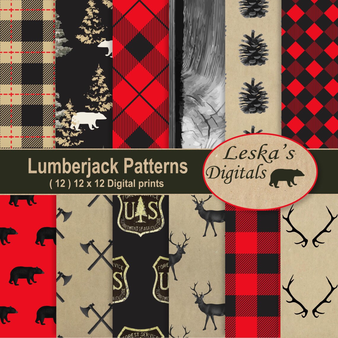 Lumberjack Rustic Forest Background: lumberjack DIGITAL - Etsy