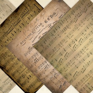 Sheet Music Papers, Sheet Music Digital Paper, Vintage Paper Pack ...