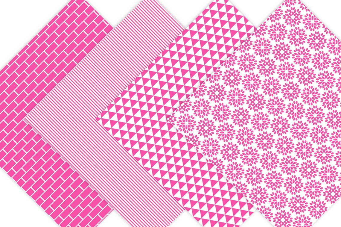 Hot Pink Digital Paper Pack Hot Pink Scrapbook Paper | Etsy