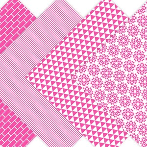Hot Pink Digital Paper Pack - Hot Pink Scrapbook Paper - Commercial Use ...