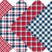 Navy and Red Digital Paper, Digital Scrapbook Paper, Plaid Background ...