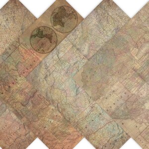 MAP DIGITAL PAPER, Vintage Maps, Antique Maps, Map Collage Sheets, Pack ...