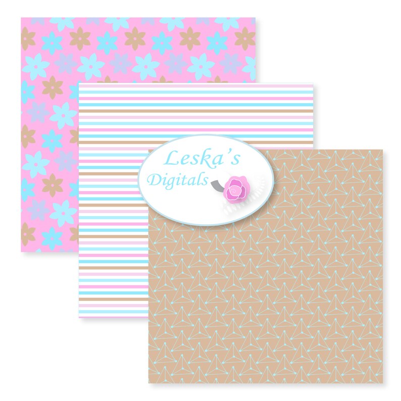 Pink and Blue Digital Paper Scrapbook paper in pink and blue | Etsy