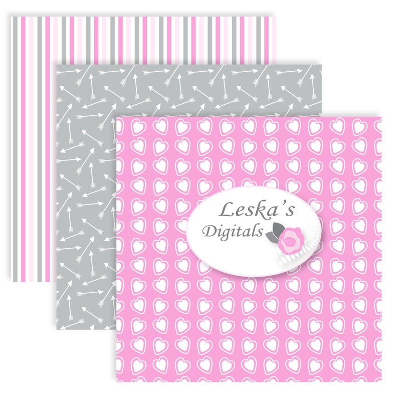 Pink Hearts Digital Paper valentines Day | Etsy