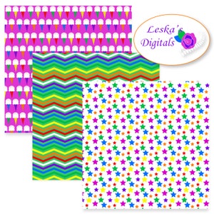 Rainbow Digital Papers Scrapbooking, Rainbow Patterns, Invites ...