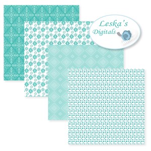 Teal Digital Paper Pack, Teal Scrapbook Paper, Teal Digital Backgrounds ...
