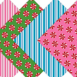 Candy Cane Digital Paper, Candy Cane Stripes Paper Pack, Christmas ...