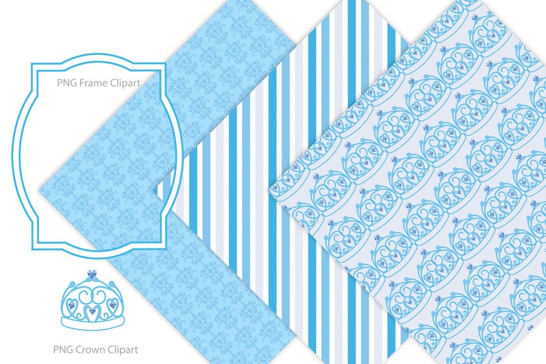 Royal digital paper Royal Baby pink and blue with crown | Etsy