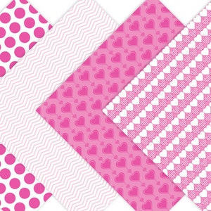 Valentine Digital Paper, "valentine Scrapbook Paper" Pink Valentine ...