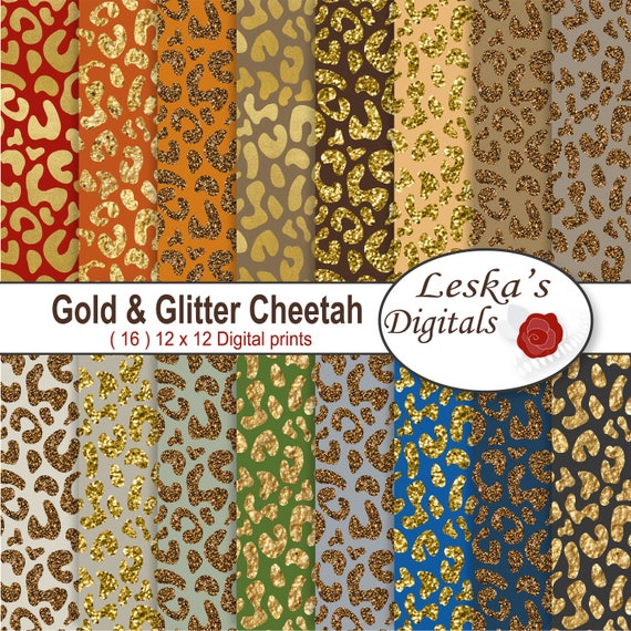Cheetah Digital Paper Cheetah print gold foil cheetah | Etsy