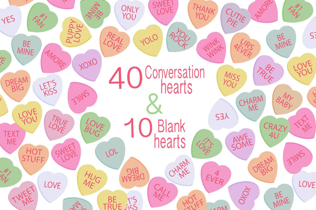 Valentines Day Clipart, Candy Hearts Clipart "digital CANDY Hearts ...