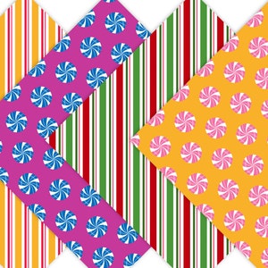 Candy Cane Digital Paper, Candy Cane Stripes Paper Pack, Christmas ...