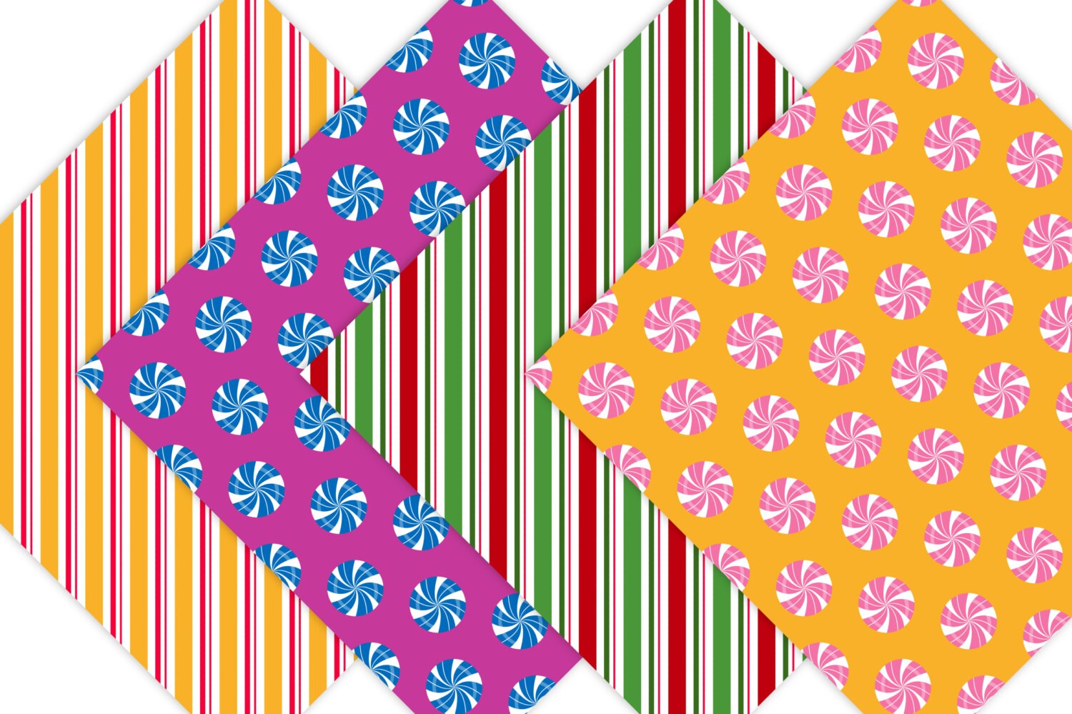 Candy Cane Digital Paper Candy Cane Stripes Paper Pack | Etsy