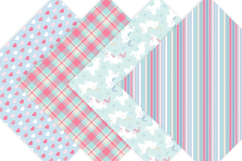 Unicorn Digital Paper, Sweet Unicorn Digital Paper, Unicorn Backgrounds ...
