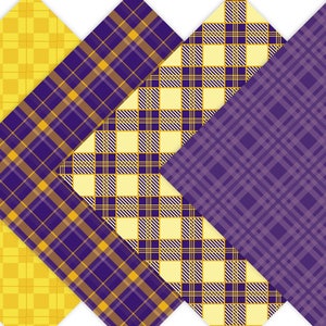 PLAID DIGITAL PAPER Yellow and Purple Plaid Digital Paper, Digital ...