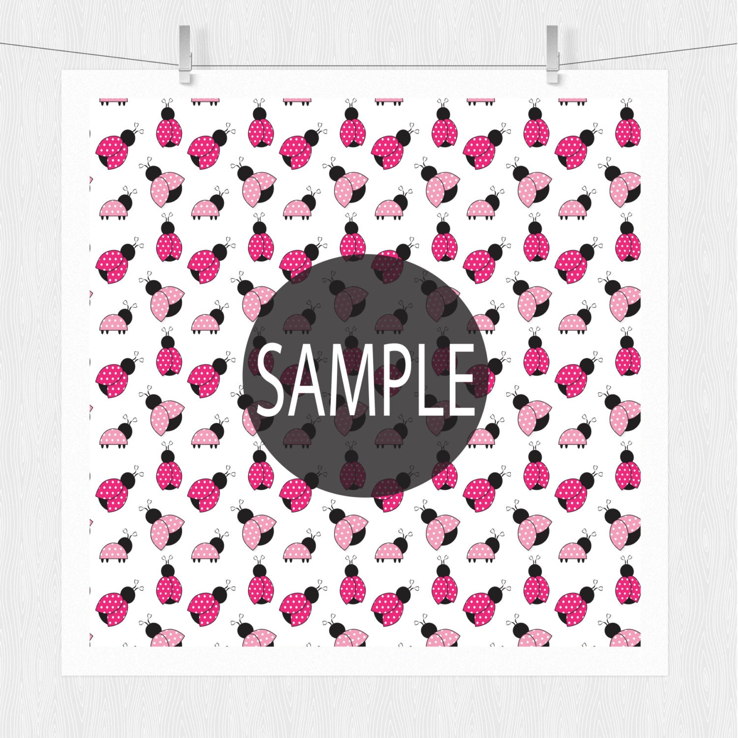 Pink Ladybug Digital Papers, Scrapbook Paper for Commercial Use, Pink ...