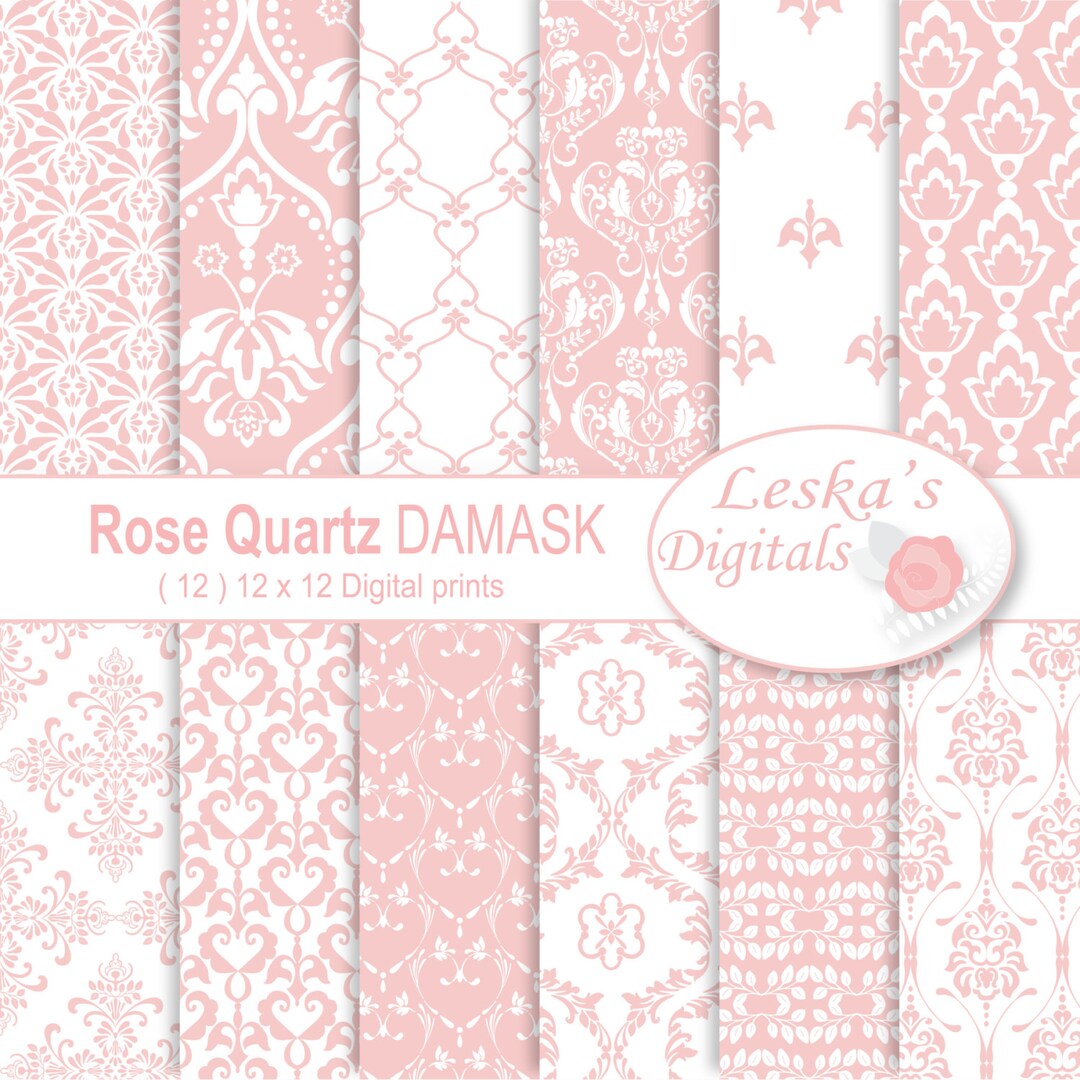 Pink Damask Digital Scrapbook Paper "rose Quartz" Damask Patterned ...