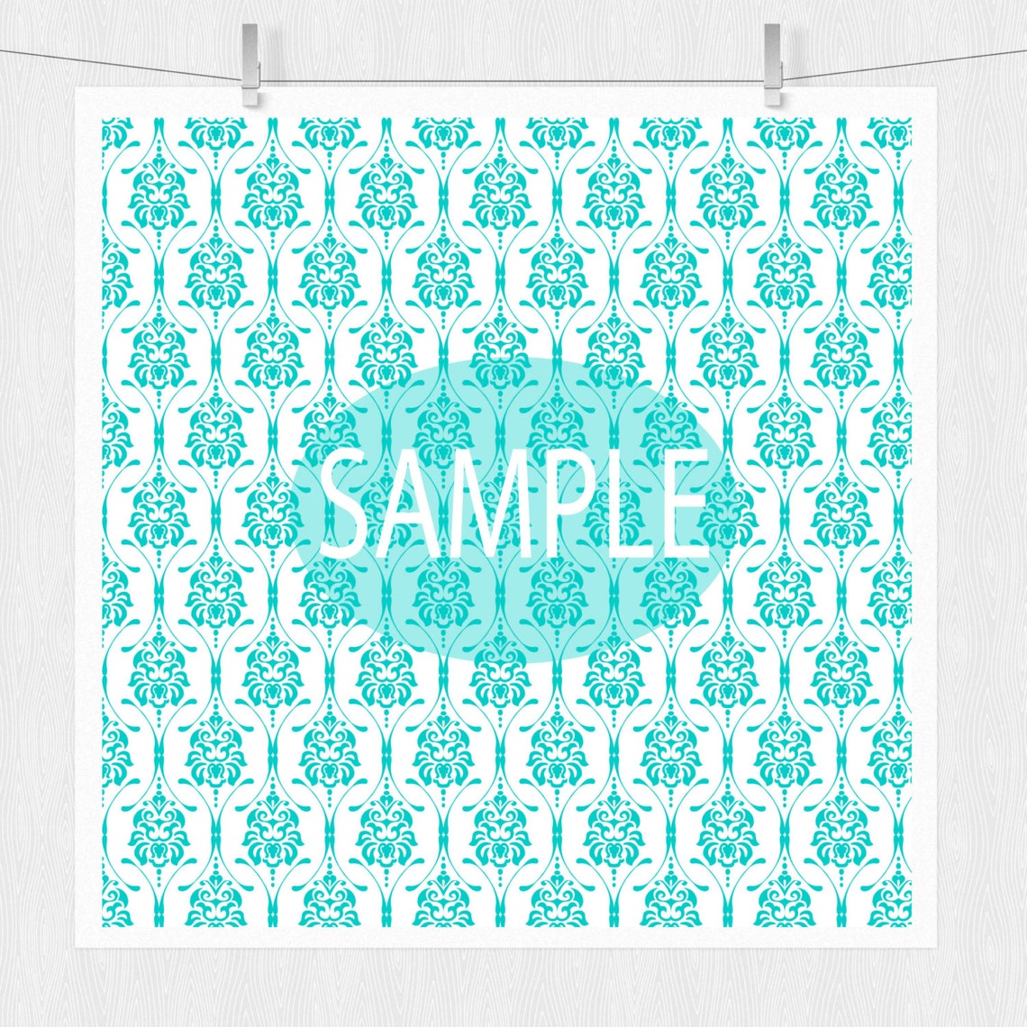 Aqua Blue Damask Digital Paper aqua BLUE Digital | Etsy