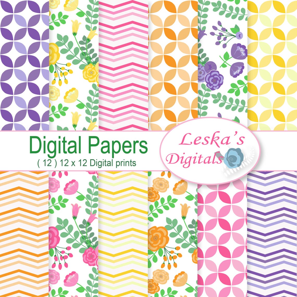 Flower Digital Paper Floral Background Blog Background Digital - Etsy