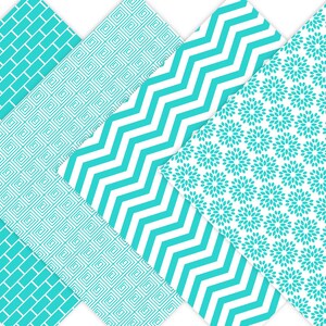 Aqua Digital Paper - AQUA Scrapbook Paper Pack - Digital Background ...