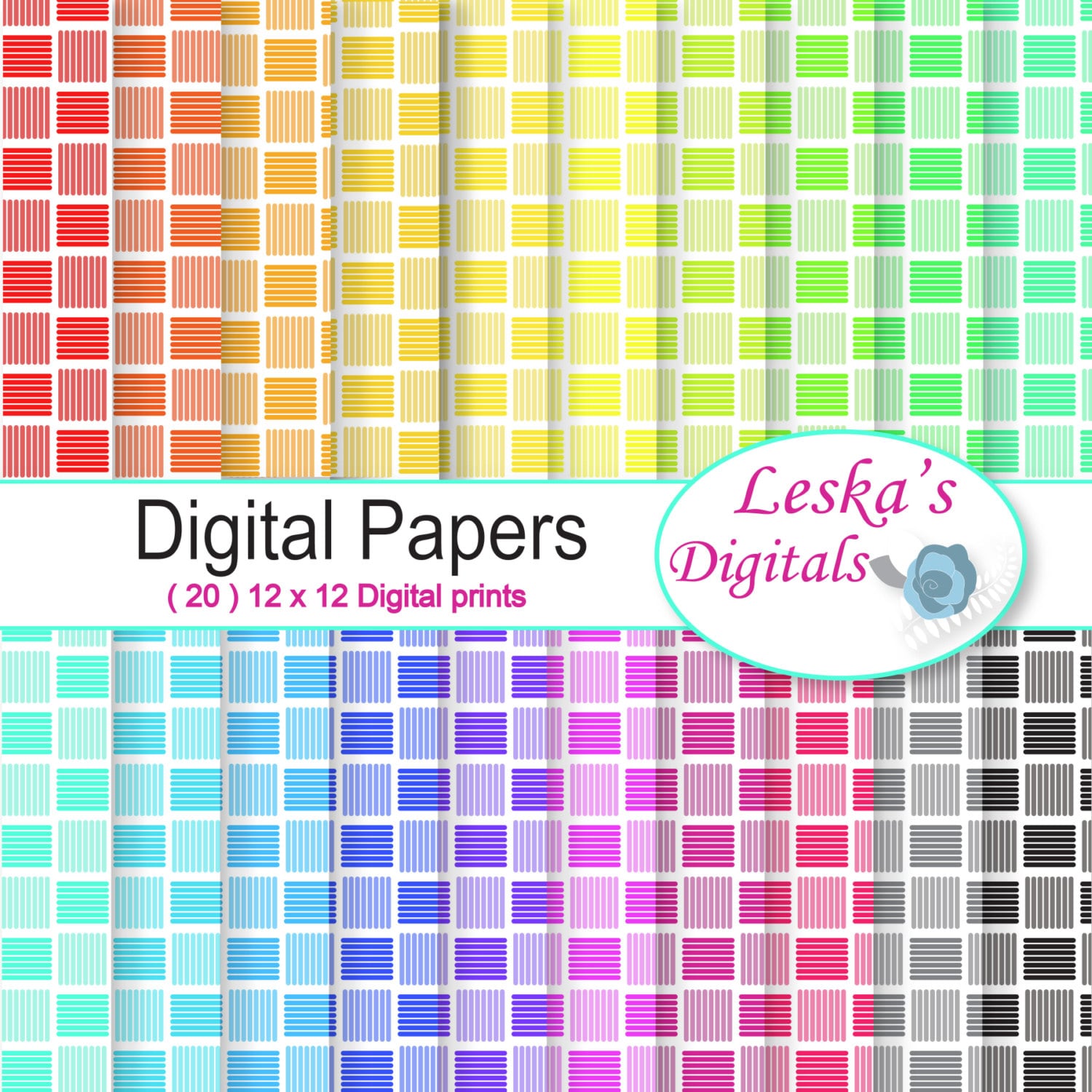 Rainbow Checker Board Digital Paper Checkerboard background | Etsy
