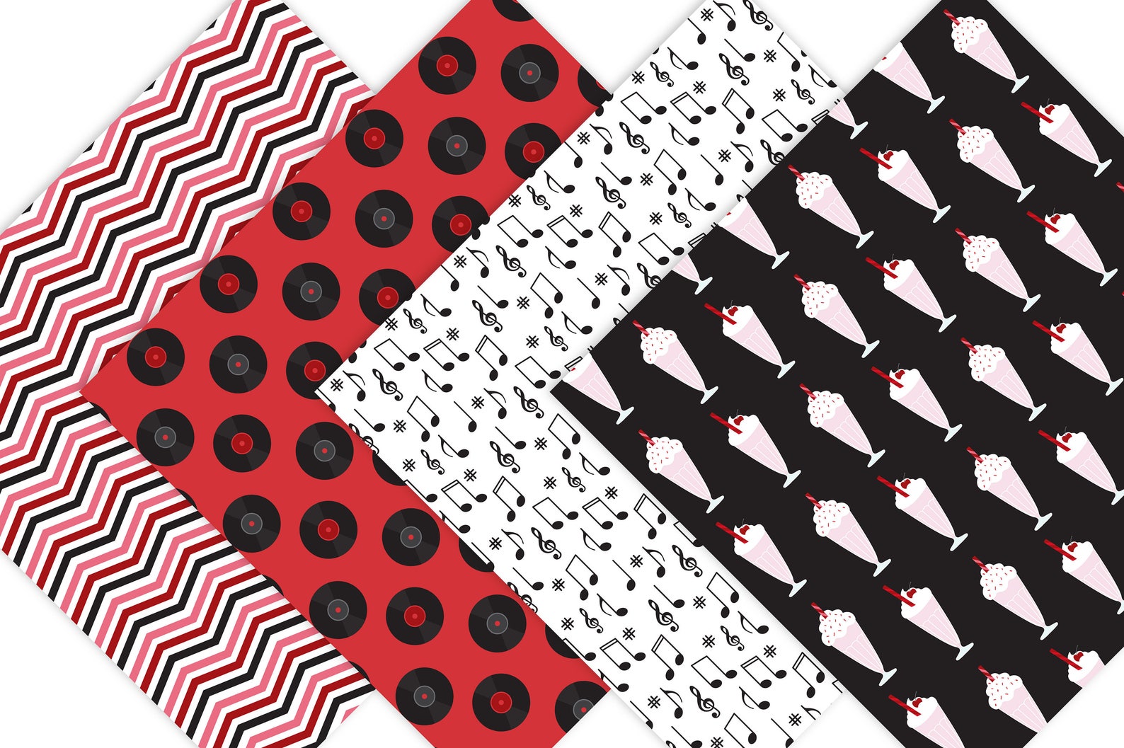 50s Diner Digital Pack Retro 50's Digital Paper Diner | Etsy