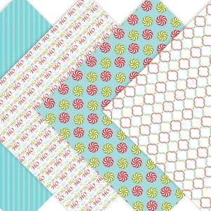 Holiday Digital Paper, Christmas Scrapbook Paper, Red Green and Blue ...