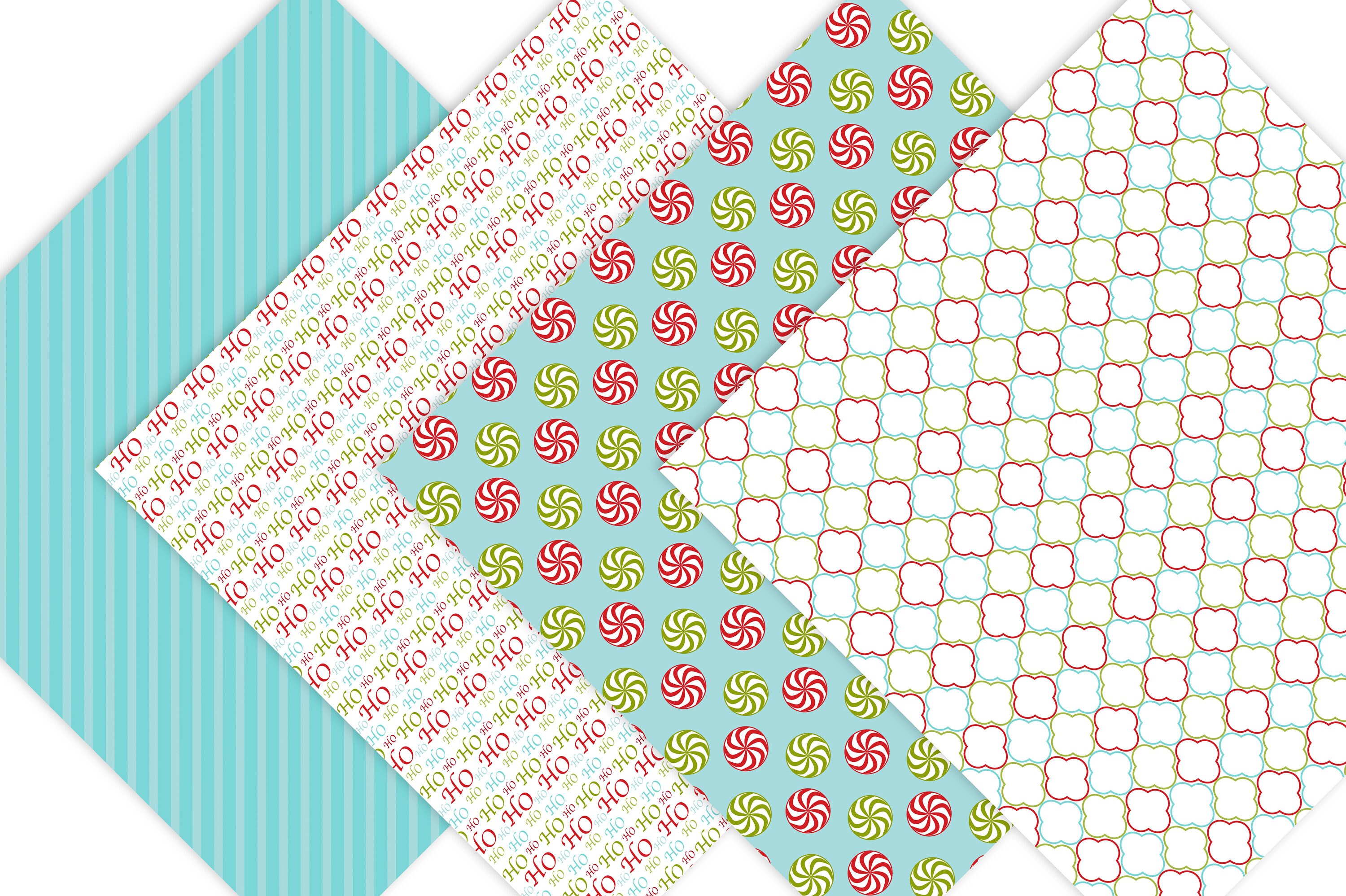 Holiday Digital Paper, Christmas Scrapbook Paper, Red Green and Blue ...