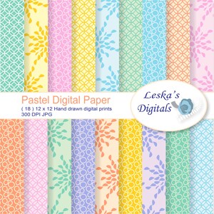 Pastel Digital Paper Pack of Scrapbook Background Printable Paper, Fun ...