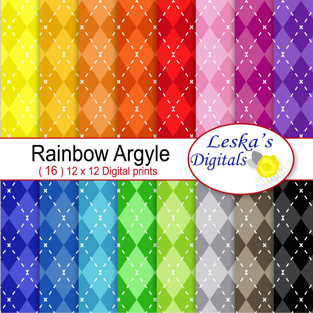 Colorful Argyle Paper, Argyle Digital Scrapbook Paper, Argyle Patterned ...