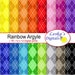 Colorful Argyle Paper, Argyle Digital Scrapbook Paper, Argyle Patterned ...