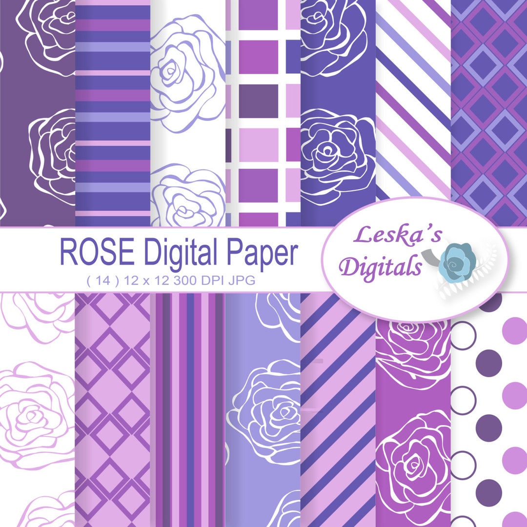 Purple Rose Digital Paper, Purple Rose Backgrounds - Purple Background ...